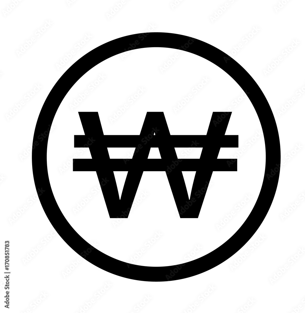 currency icon. Korean won sign. Korean won on white background. Stock ...