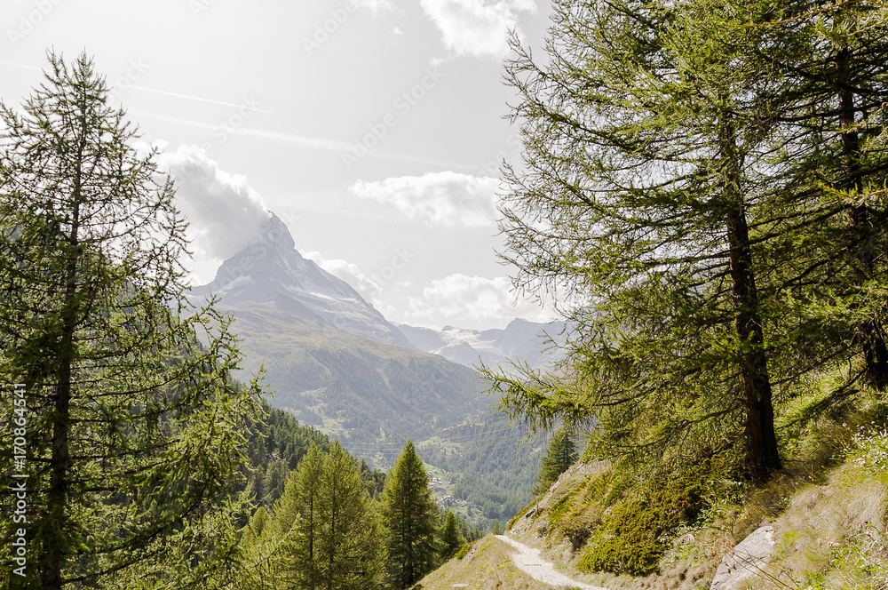 Zermatt, Dorf, Findeln, Sunnegga, Wanderweg, Findelbach ...