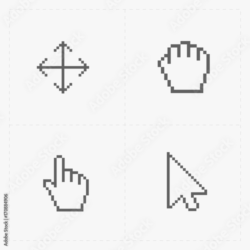 Pixel cursors icons on white.Vector Illustration. Stock Vector | Adobe ...