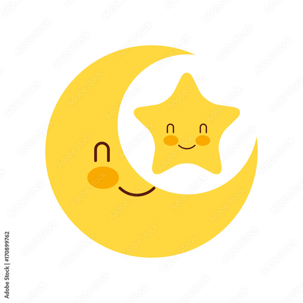 baby shower moon and star cartoon decoration vector illustration Stock ...