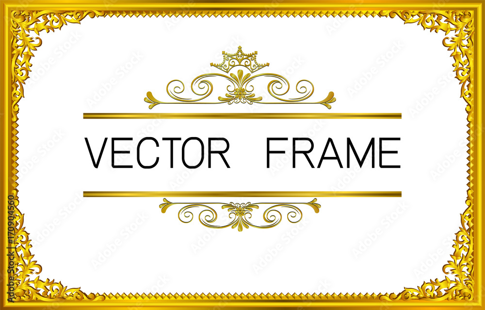 Gold border design, frame photo template, certificate template with ...