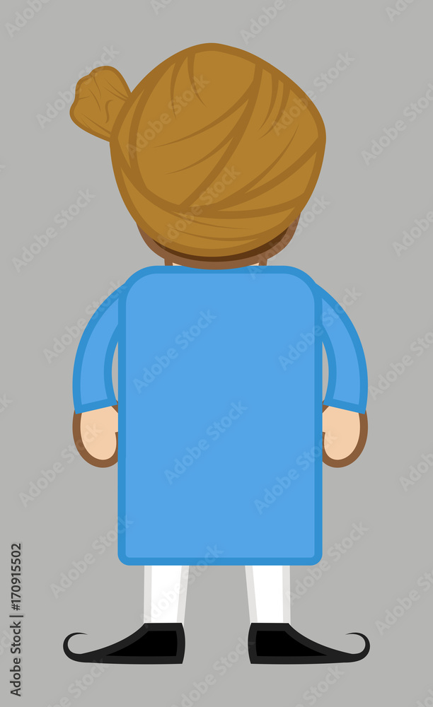 Cartoon Sardar Back Side Portrait Stock Vector | Adobe Stock