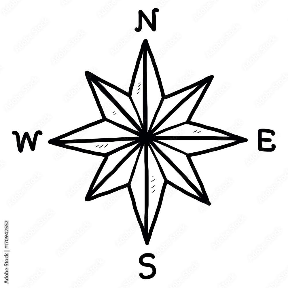 compass, direction symbol / cartoon vector and illustration, black and ...