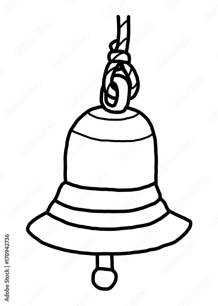 bell / cartoon vector and illustration, black and white, hand drawn ...