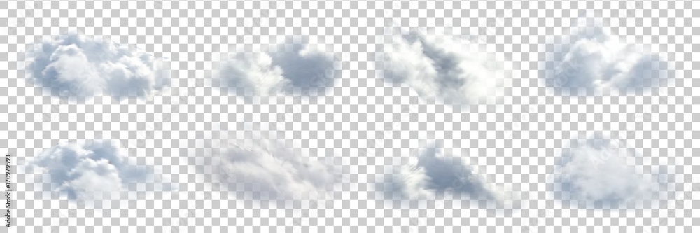 Vector set of realistic isolated cloud on the transparent background ...