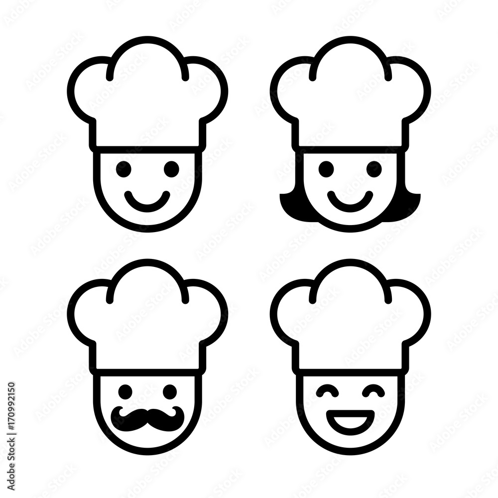 Cartoon chef icon set Stock Vector | Adobe Stock