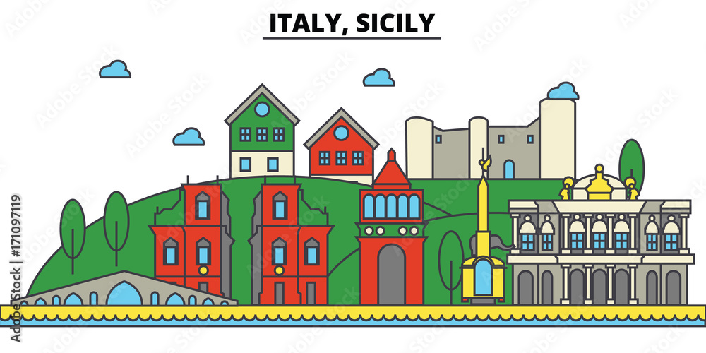 Italy, Sicily. City skyline: architecture, buildings, streets ...