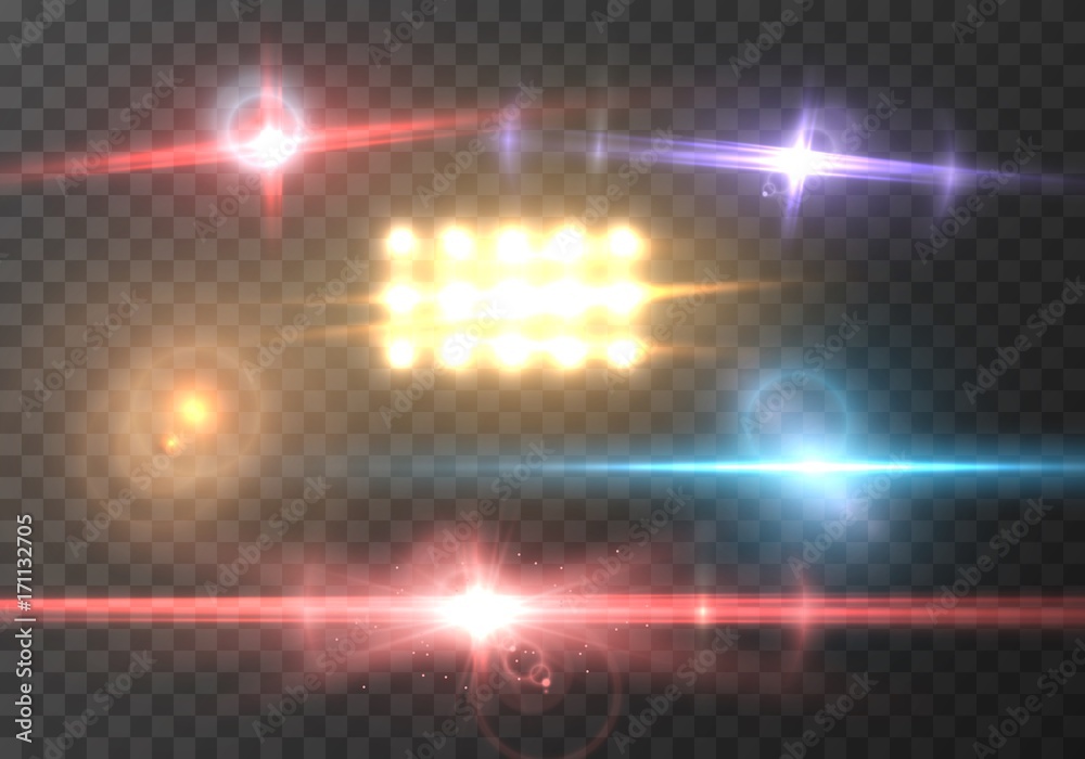 Illustration of Vector Lens Flare Effect. Realistic Sun Flare Energy ...