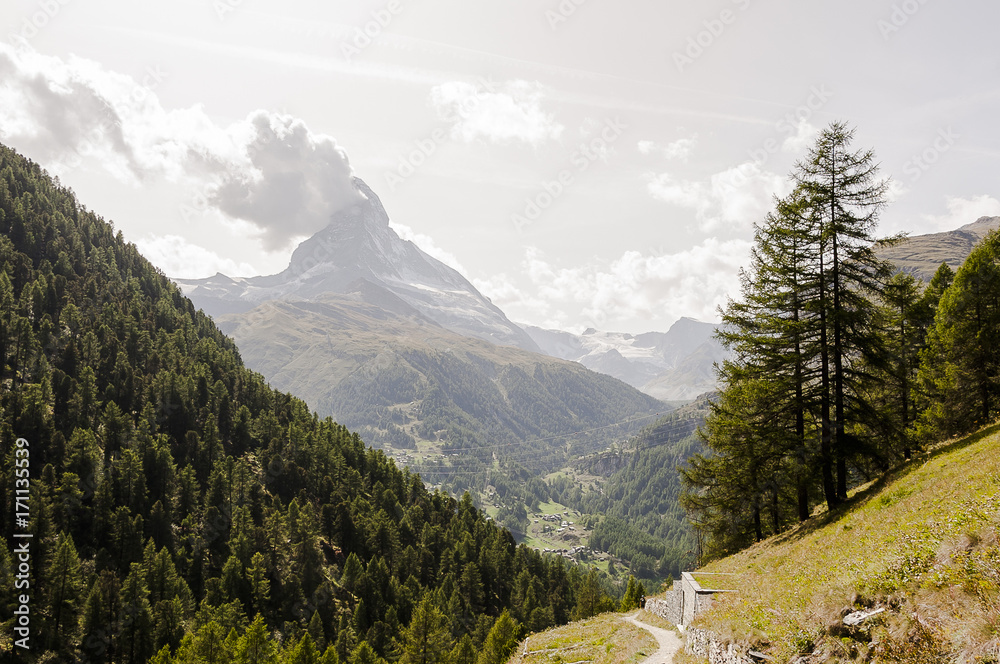 Zermatt, Alpen, Wallis, Sunnegga, Findeln, Findelbach, Wanderweg ...