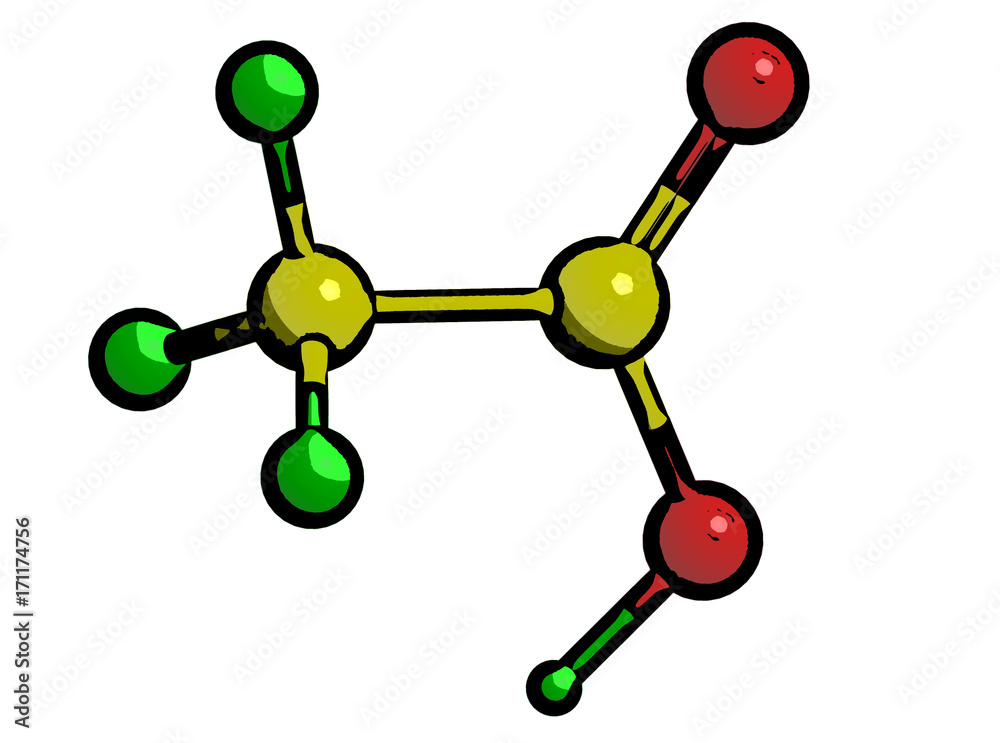 Molecular structure of acetic acid, 3d rendering Stock Illustration ...