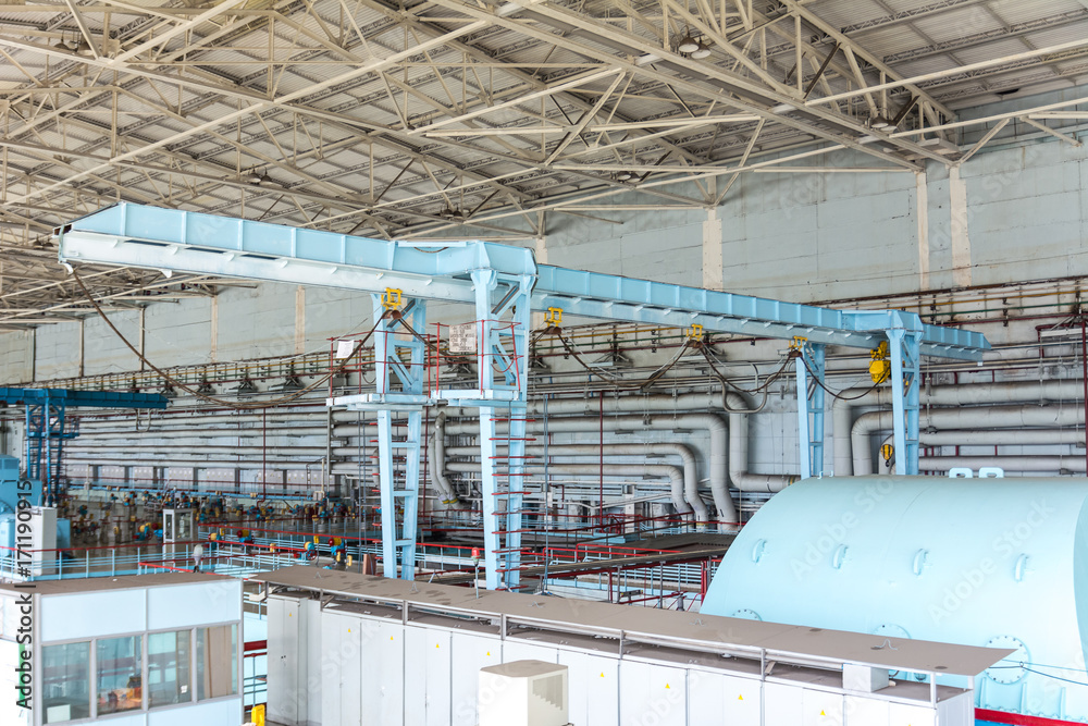 gantry crane in the engine room nuclear power plant Stock Photo | Adobe ...