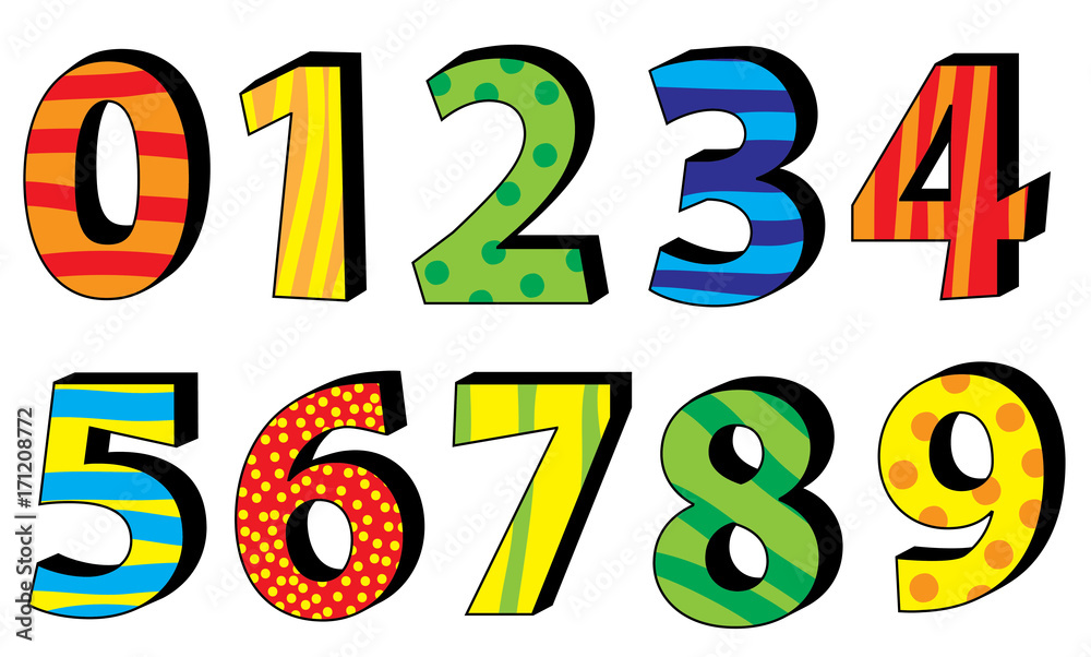 Nice colorful cartoon 3d numbers set for children Stock Vector | Adobe ...