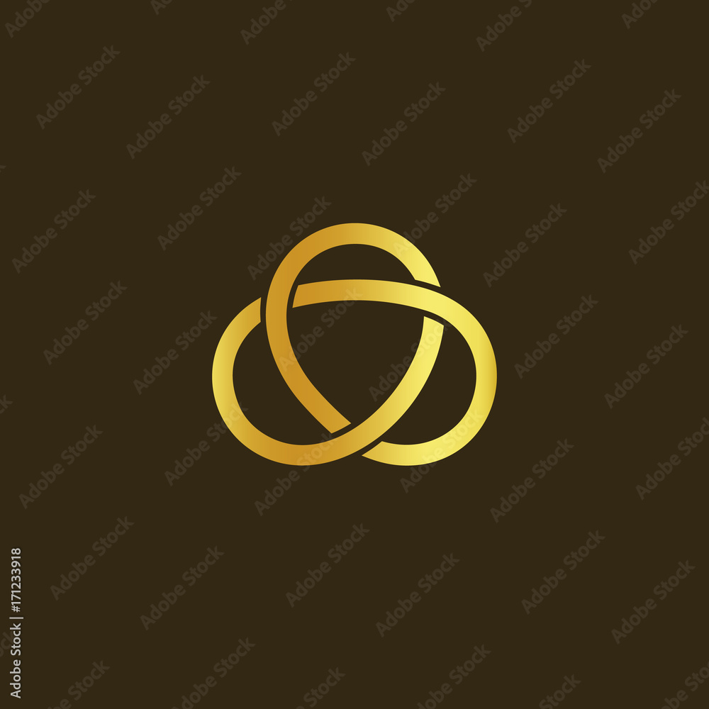 Science technology symbol. Gold knot of gold thread. Simple labyrinth ...
