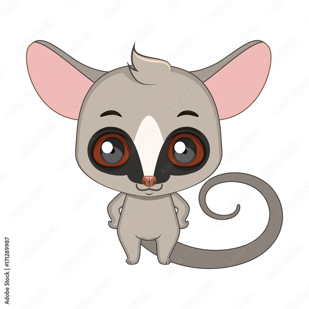 Cute stylized cartoon bush baby ( galago ) illustration ( for fun ...