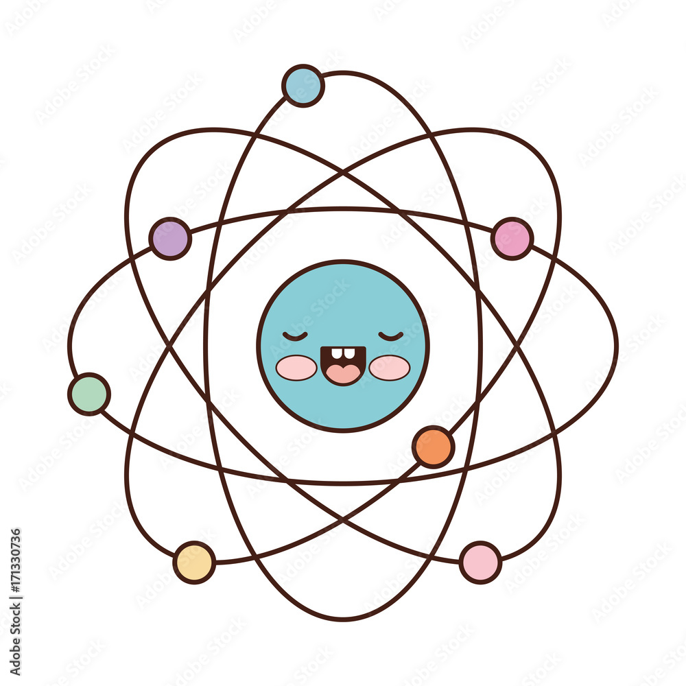 atom cartoon kawaii in colorful silhouette vector illustration Stock ...