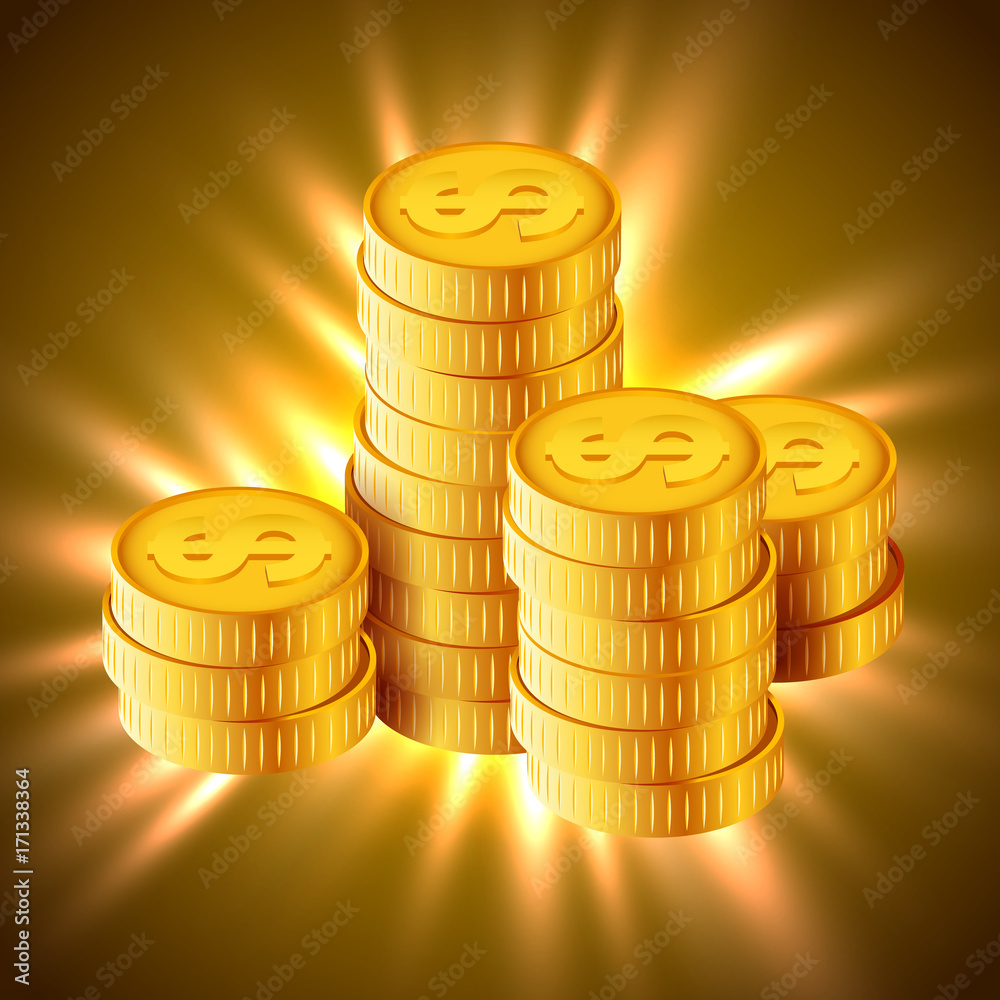 Vector Illustration of golden coins. Concept of wealth. Increase ...