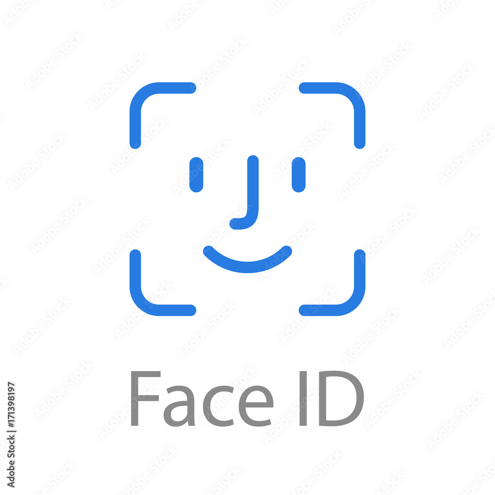 Face id Icon Blue color. Vector illustration Stock Vector | Adobe Stock