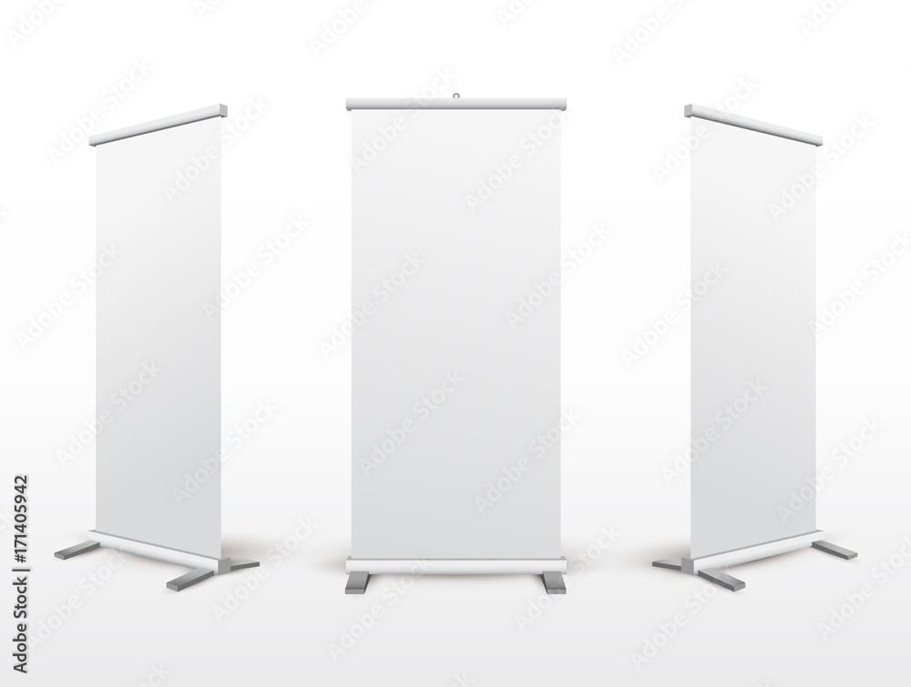 Set of roll up banner stand. Flip Chart for training or promotional ...