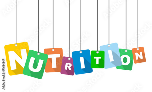 Colorful vector flat design background nutrition. It is well adapted ...