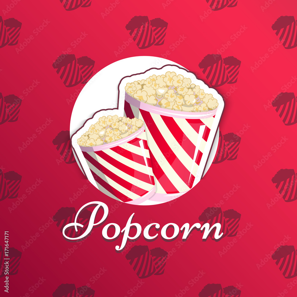 Popcorn is isolated in a striped logo logo emblem for your produce, an ...