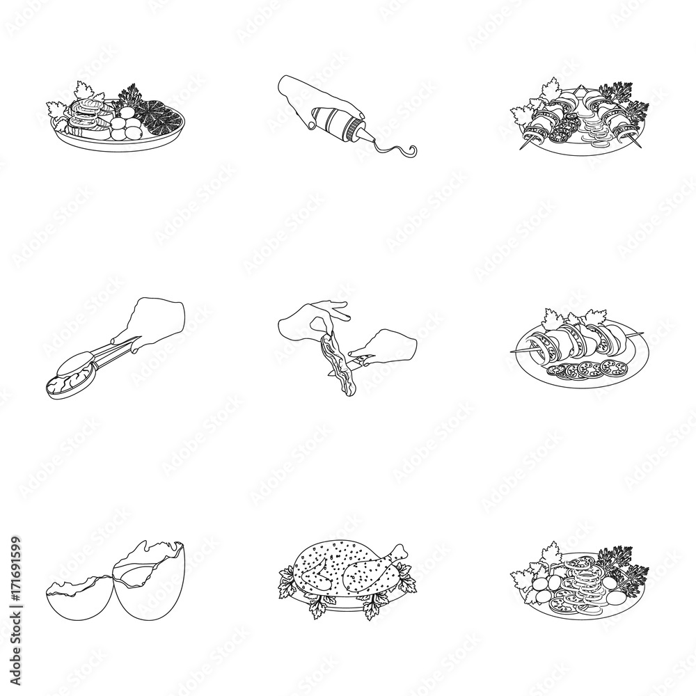 Fried chicken, cooking chop, slicing vegetables, shish kebab and other ...