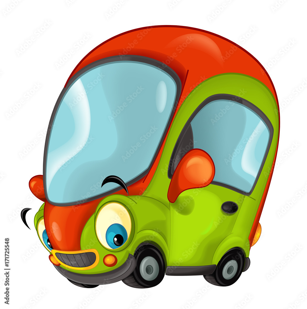 Cartoon sports car smiling and looking - illustration for children ...