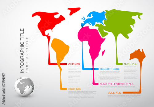 World Map Infographic with Descriptive Continent Elements Layout 1 ...