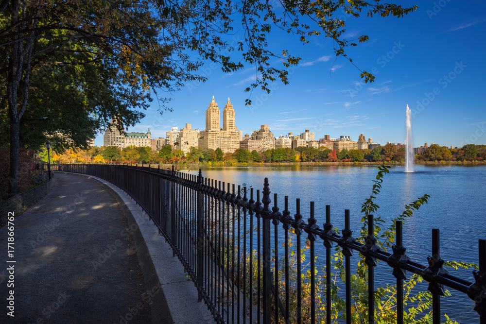 Upper West Side buildings, Central Park and the Jacqueline Kennedy ...