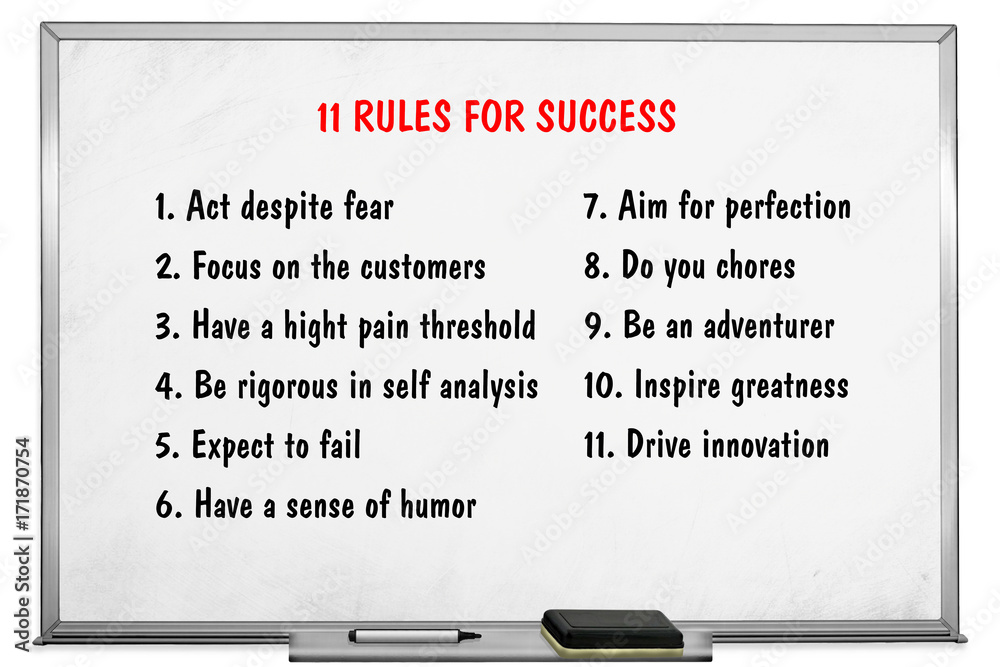 11 values rules on white board background Stock Photo | Adobe Stock