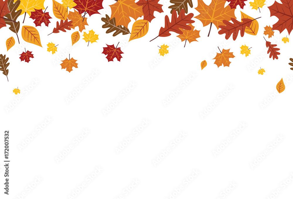 Seamless Bright Fall Autumn Leaves Border 1 Stock Vector | Adobe Stock