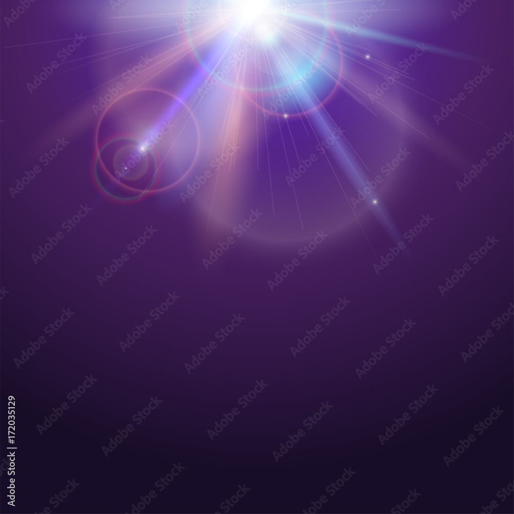 Poster template with glow light effect. Bright light of sun rays and ...
