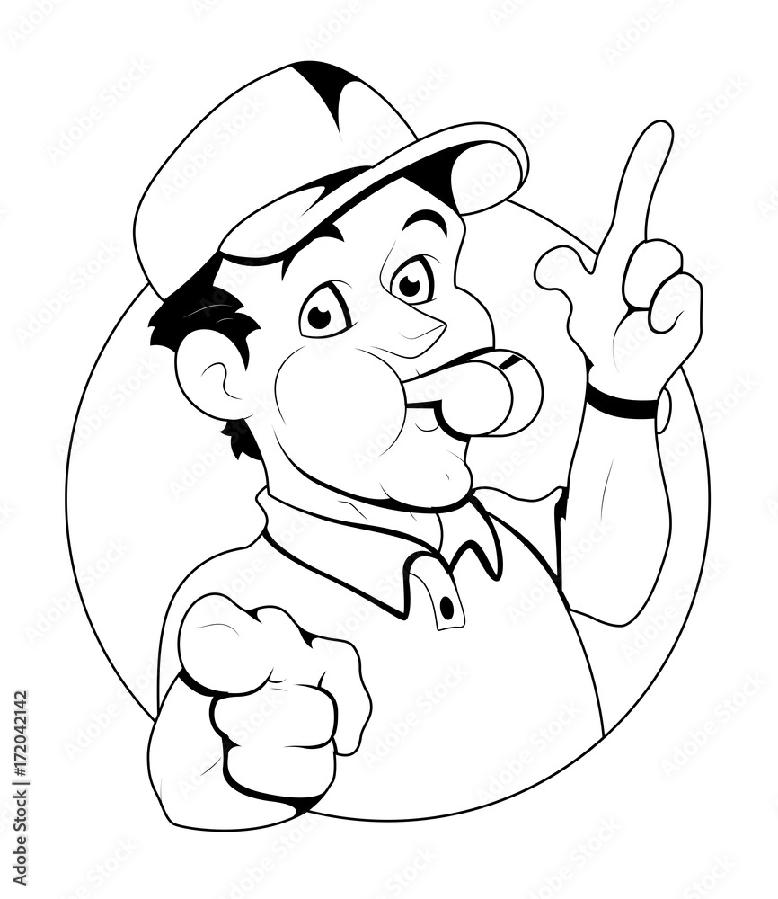 Cartoon Referee Vector Drawing - Clip-art vector illustration Stock ...