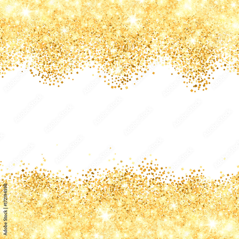 White background with golden dust borders. Vector illustration Stock ...