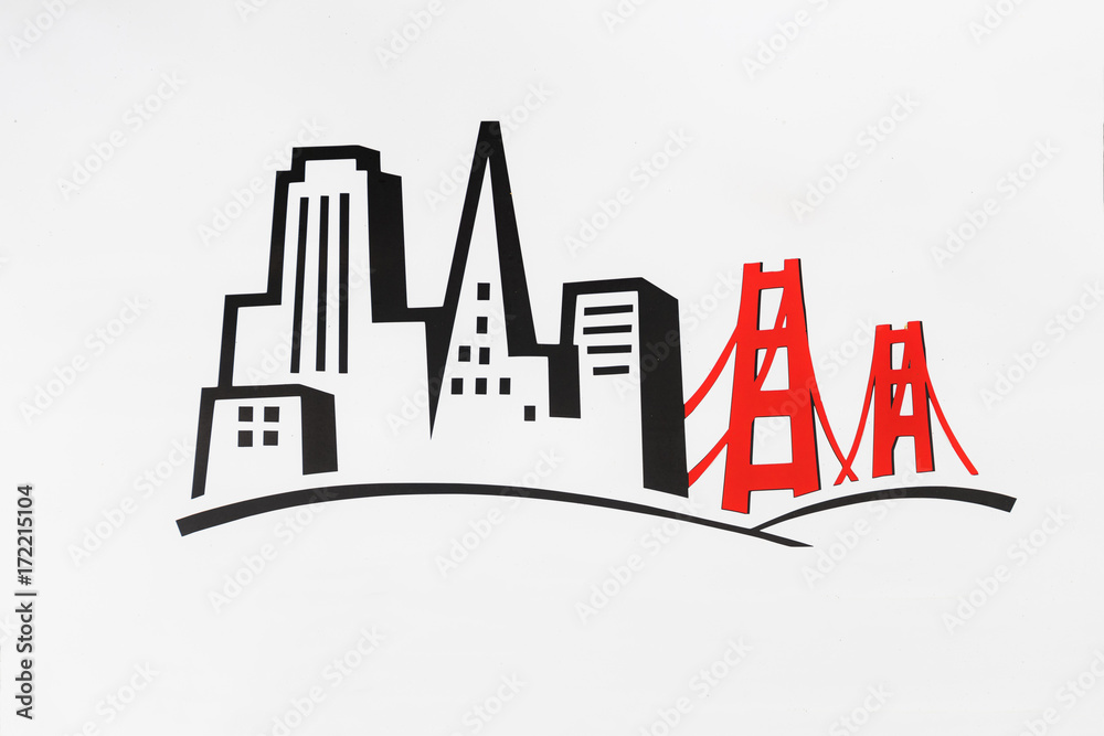 san francisco famous buildings logo Stock Illustration | Adobe Stock