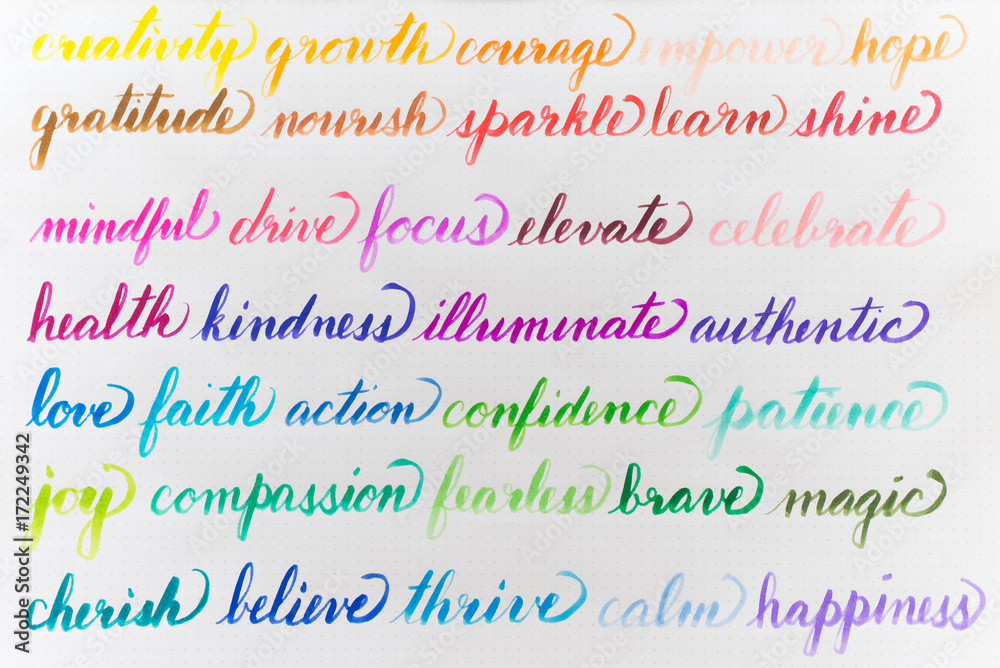 Positive handwritten words Stock Photo | Adobe Stock