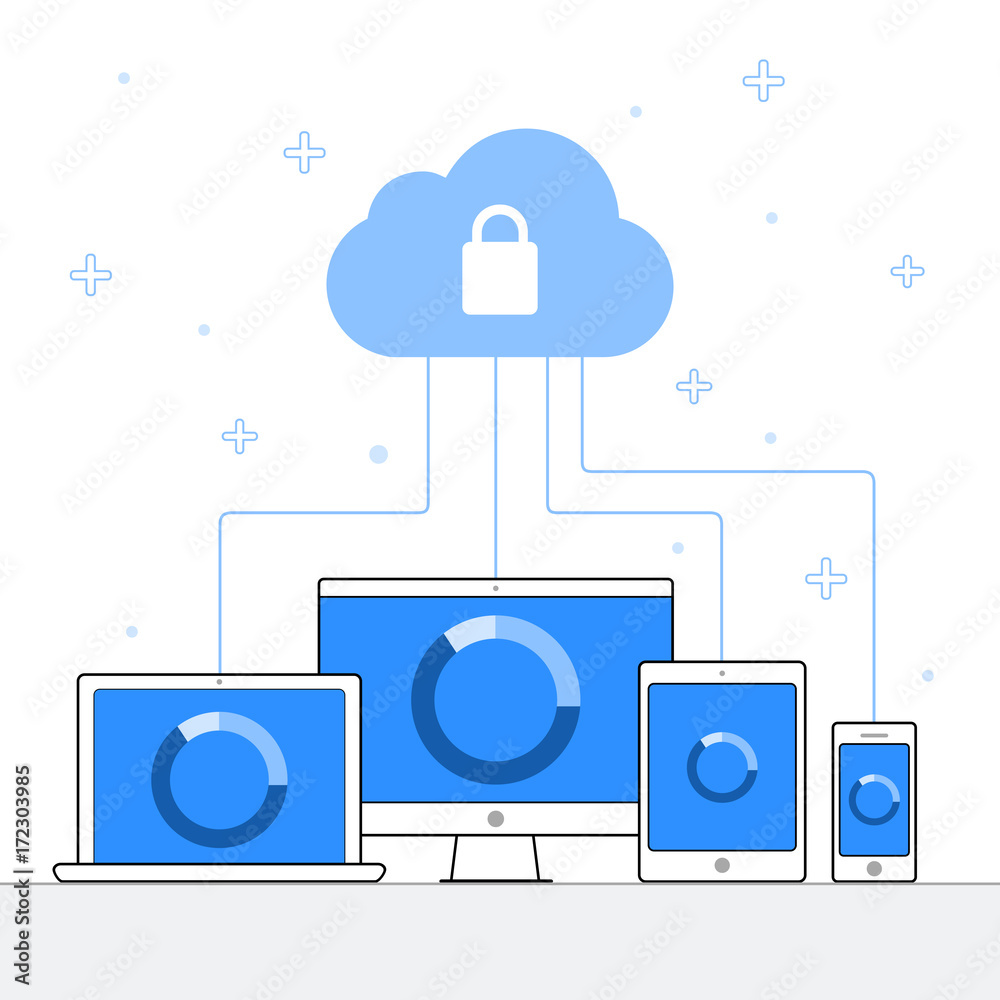 Cloud computing Network Connected all Devices. Infographic Stock ...