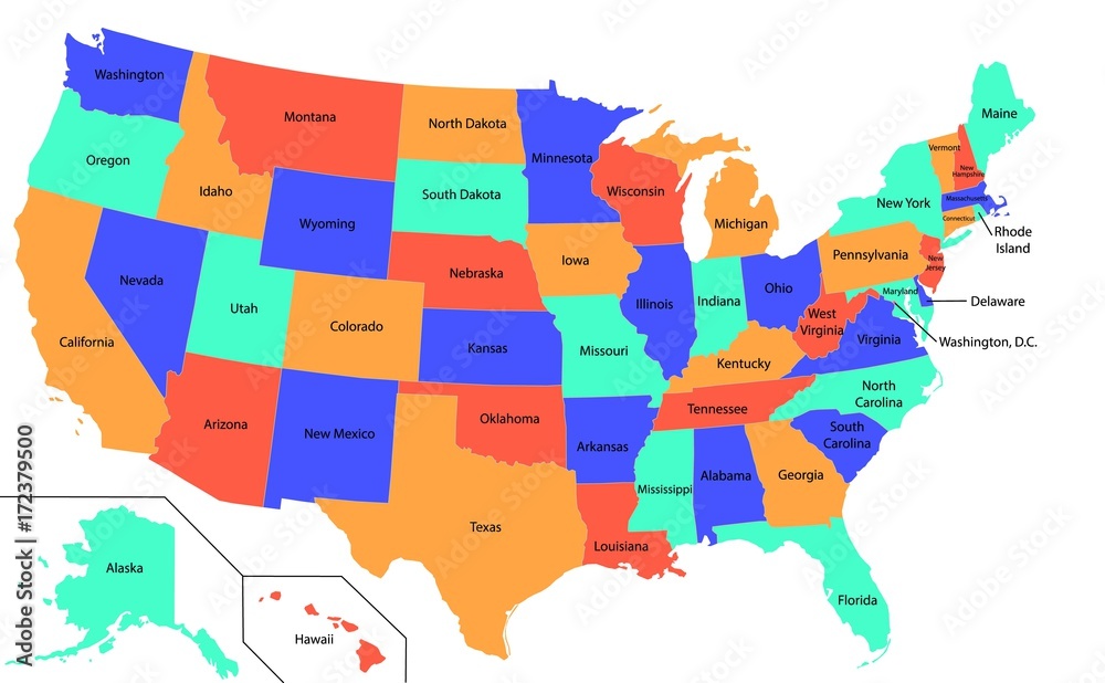 map of united states with borders of states Stock Vector | Adobe Stock