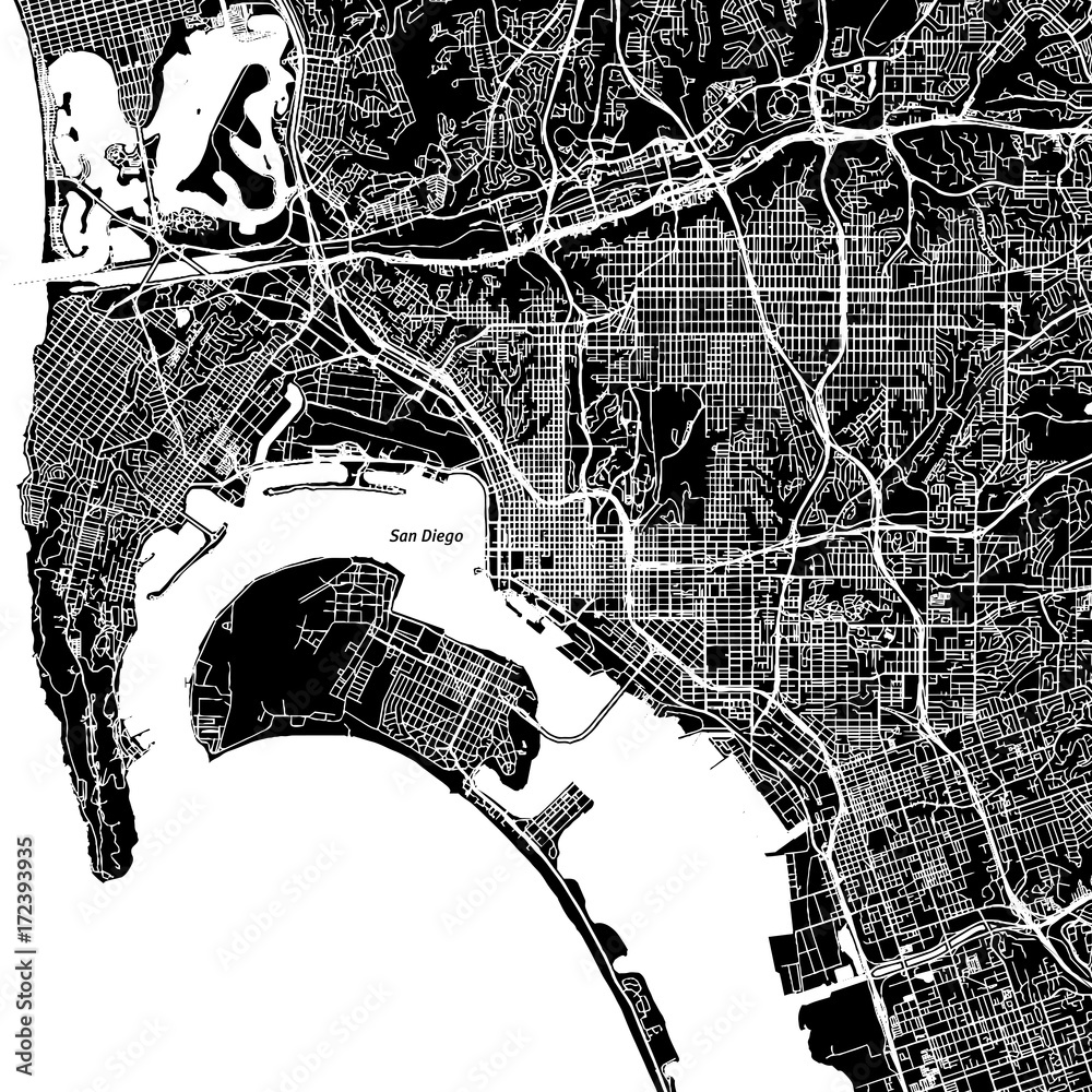 San Diego, California. Downtown vector map. Stock Vector | Adobe Stock