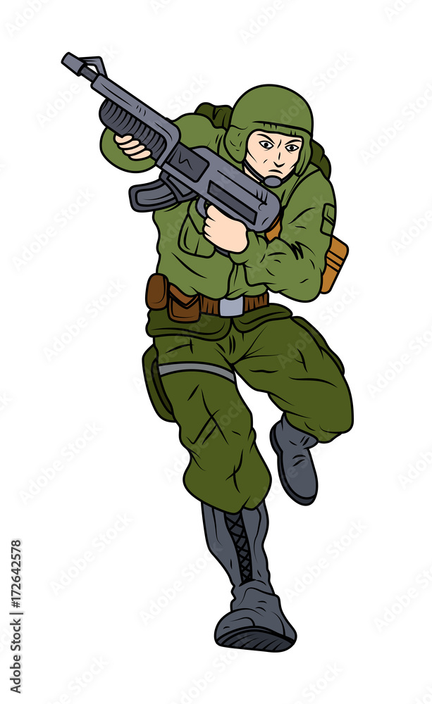 Cartoon Soldier with Gun- clip-art vector illustration Stock Vector ...