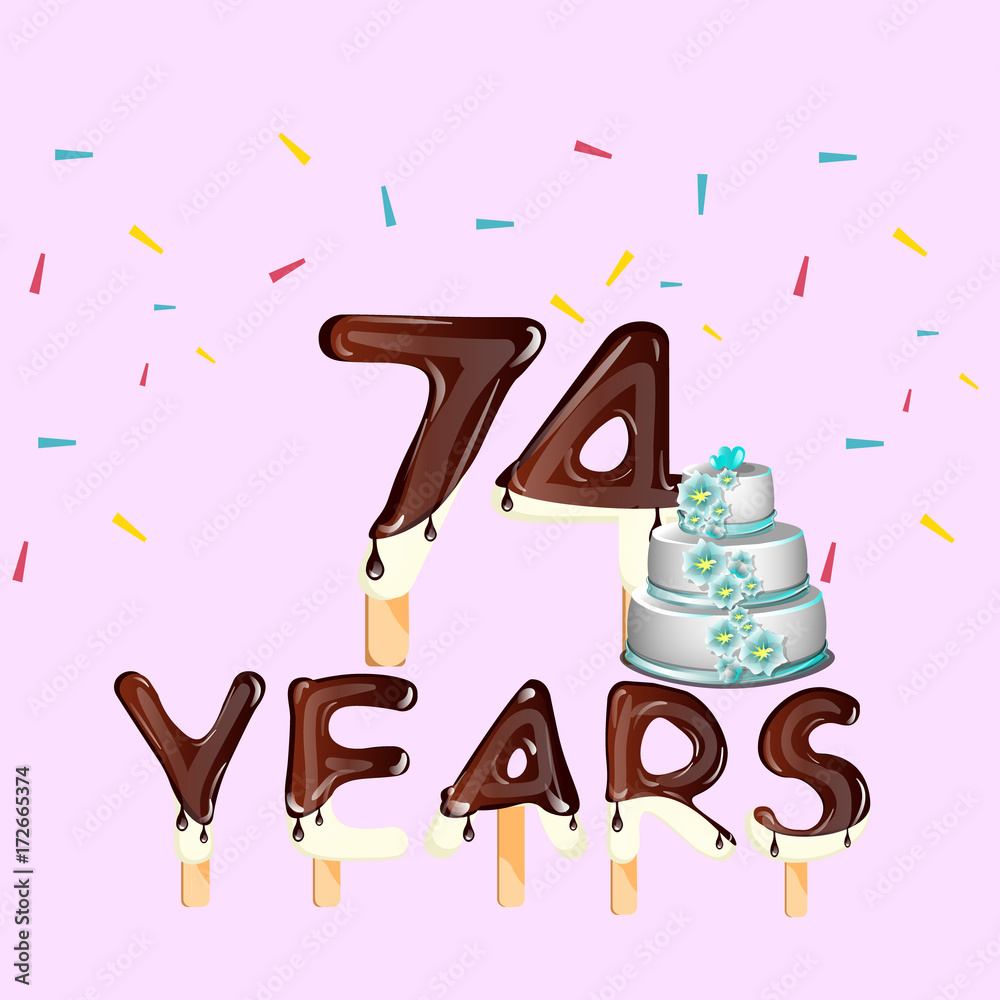 74 Years Happy Birthday card Stock Vector | Adobe Stock