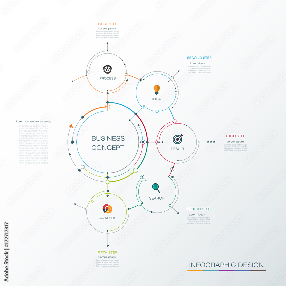 Image vectorielle Stock Infographic template, circle design with arrows ...