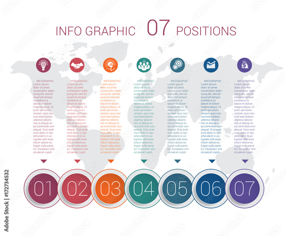 diagram info graphics. Vector template 7 positions Stock Vector | Adobe ...