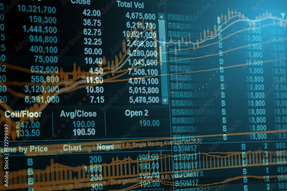 Stock exchange graph chart analysis global financial statistic data ...