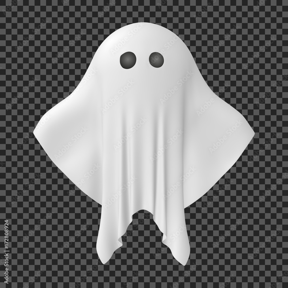 Ghost of Halloween party in white sheet on transparent background ...