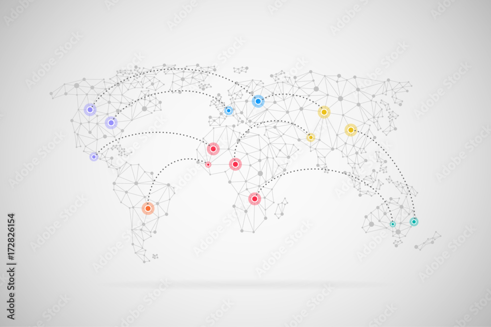Vector world map connection background Stock Vector | Adobe Stock