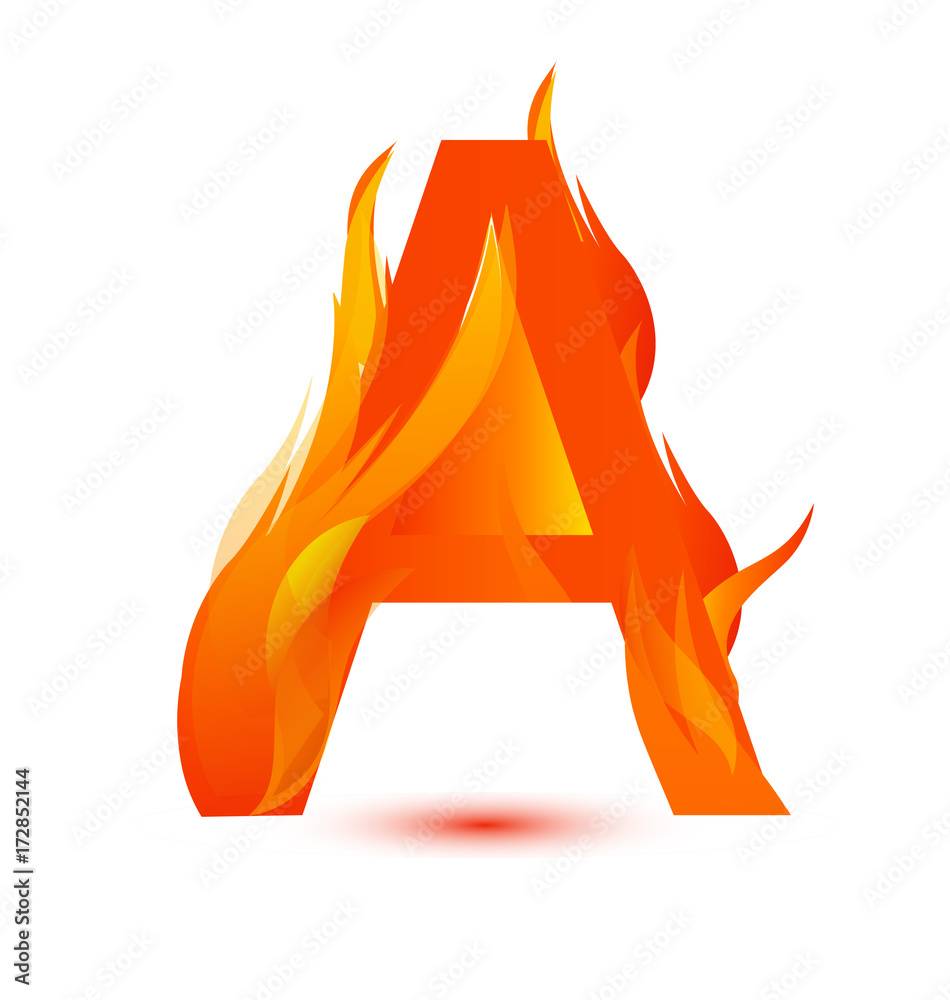 Letter A in fire flame icon vector Stock Vector | Adobe Stock