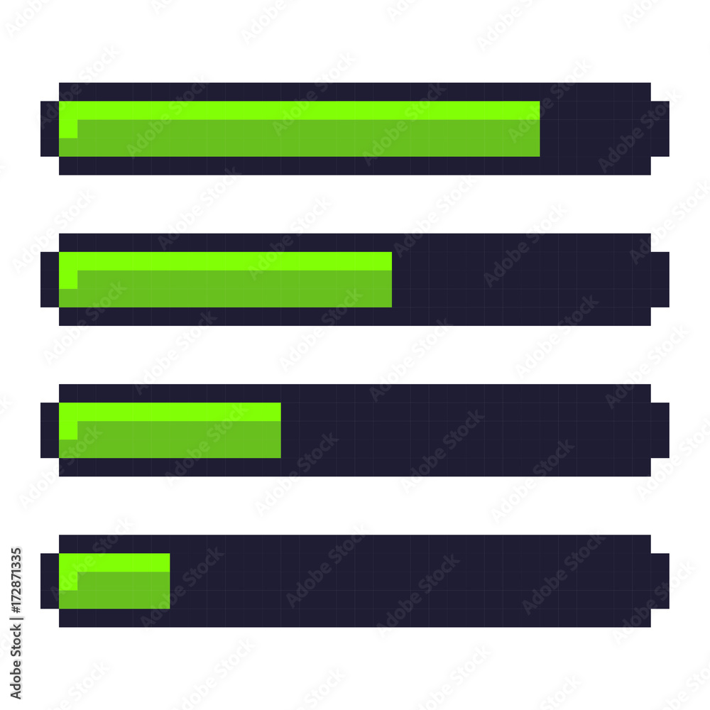 Vector de Stock Loading progress bar pixel art cartoon retro game style ...