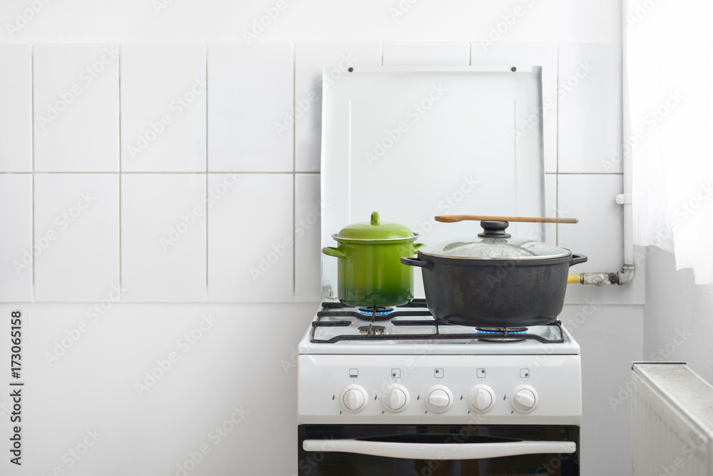 Food cooking on the gas stove Stock Photo | Adobe Stock