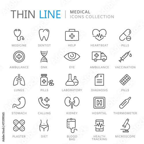 Collection of medical thin line icons - Buy this stock vector and ...