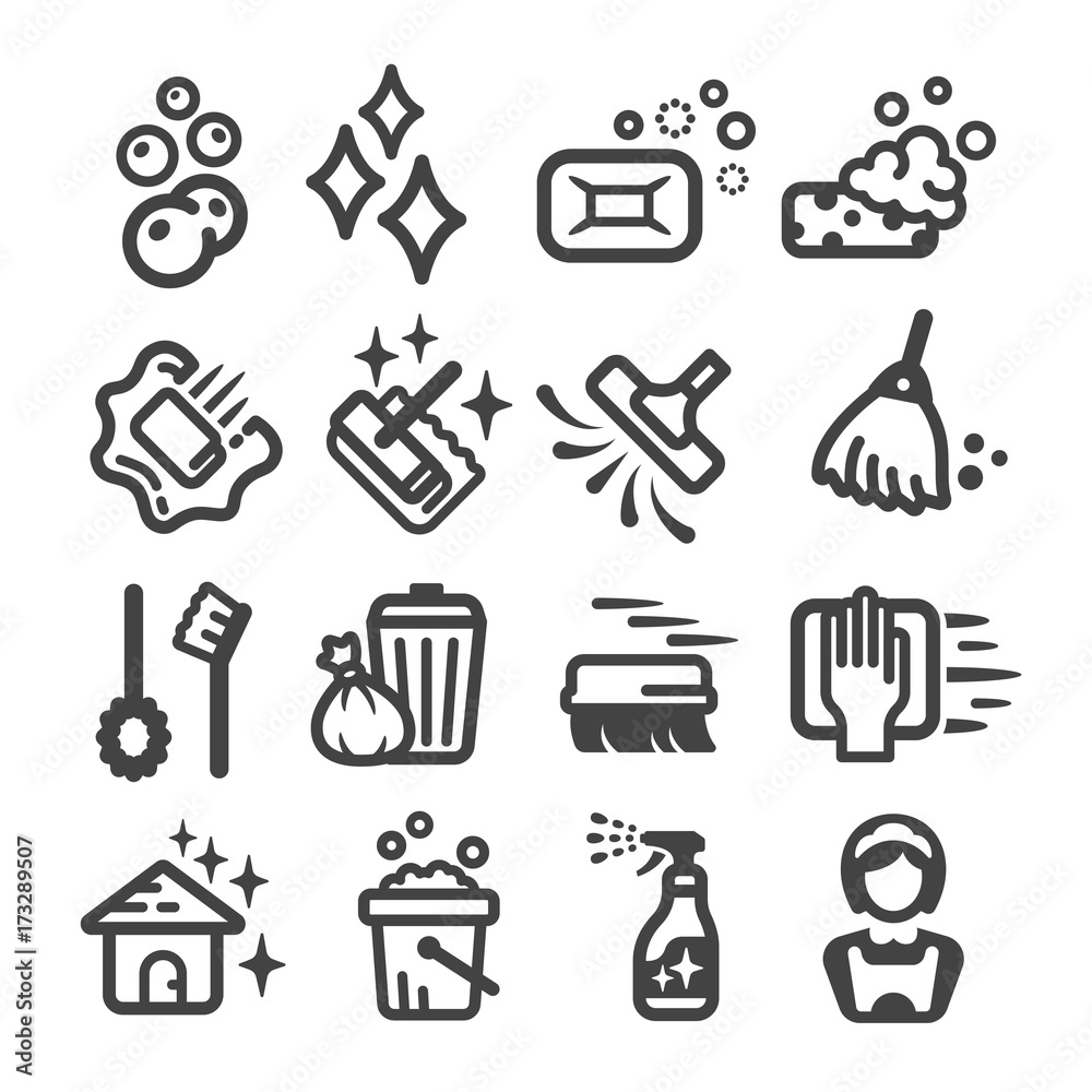 cleaning icon set,vector illustration Stock Vector | Adobe Stock